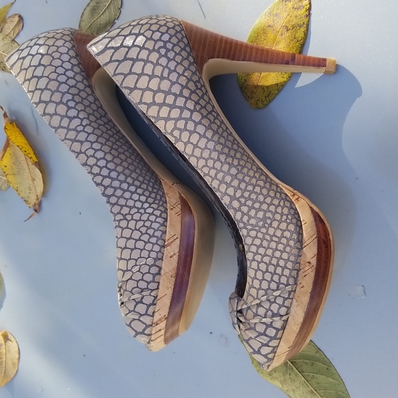 Moda Spana | Shoes | Moda Spana Stiletto Heels Cork Platform Peep Toe ...